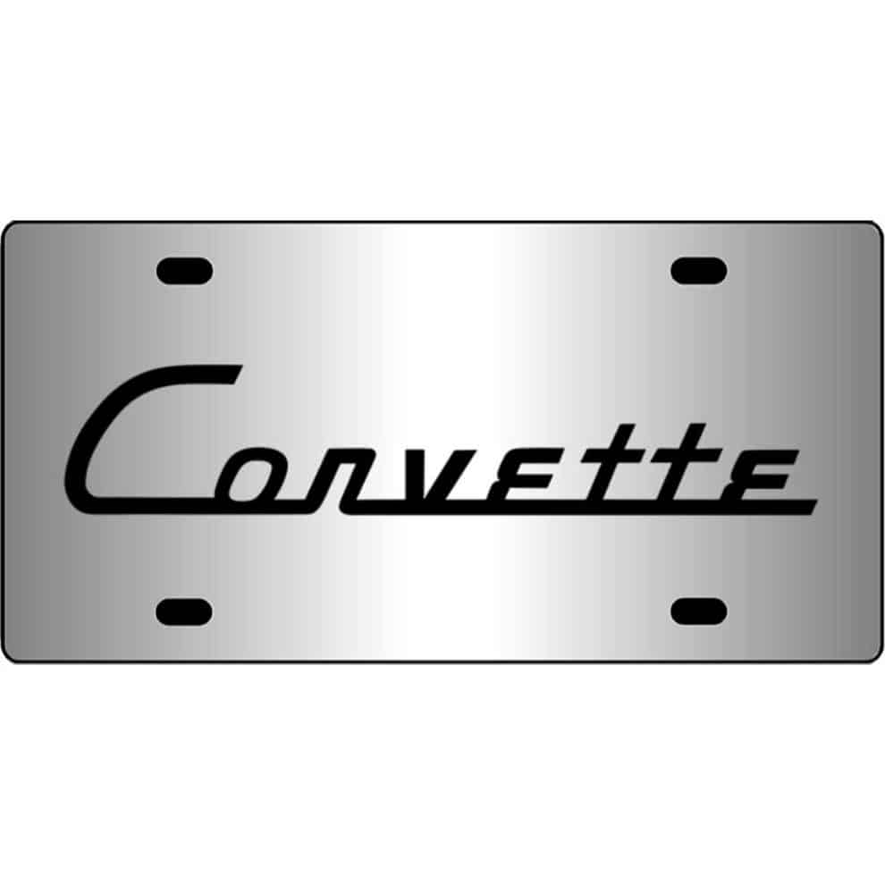 Vintage Corvette Logo Mirror License Plate